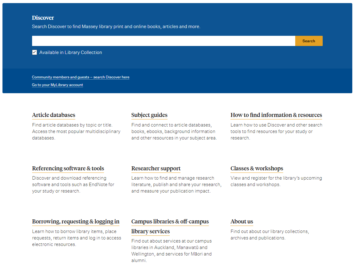 Welcome to the new Library website ! This is part of the wider Massey ...